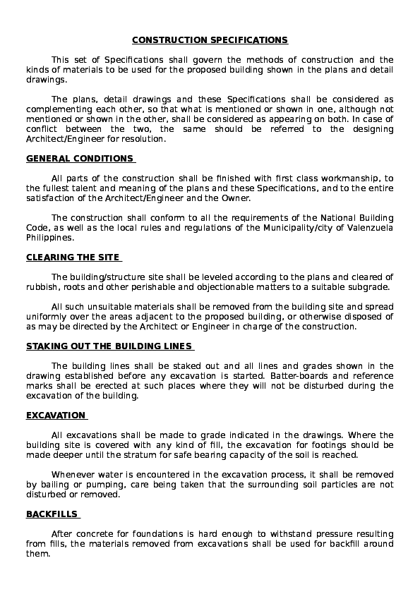 (DOC) CONSTRUCTION SPECIFICATIONS