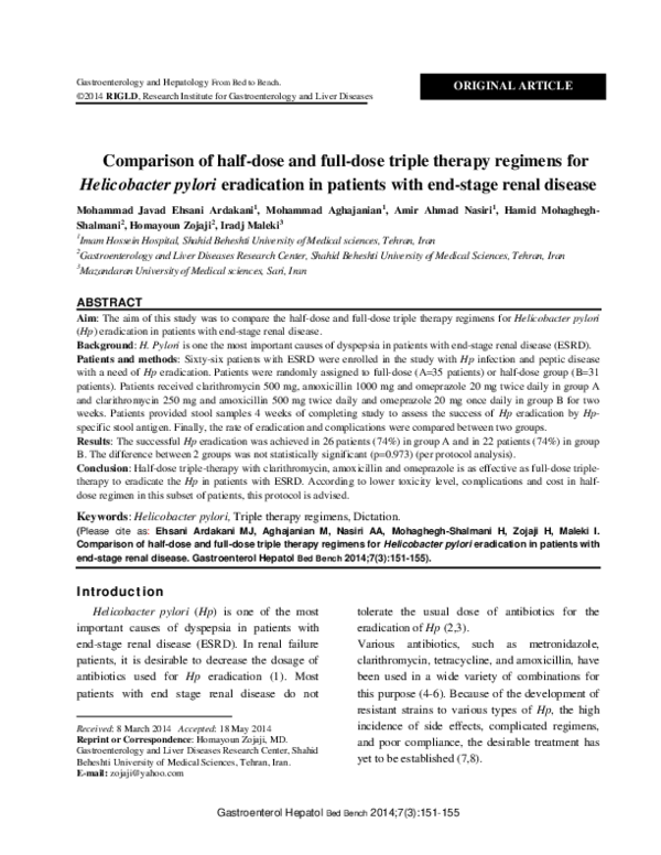 (PDF) Comparison of half-dose and full-dose triple therapy regimens for ...