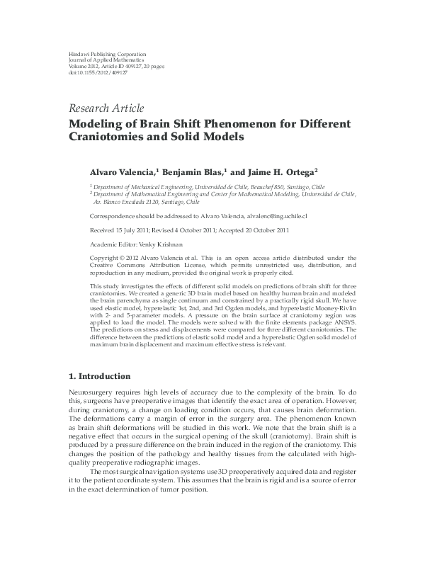 (PDF) Modeling of Brain Shift Phenomenon for Different Craniotomies and ...