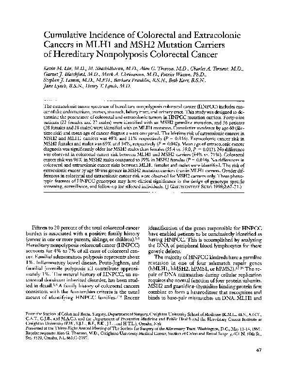 (PDF) Cumulative incidence of colorectal and extracolonic cancers in ...