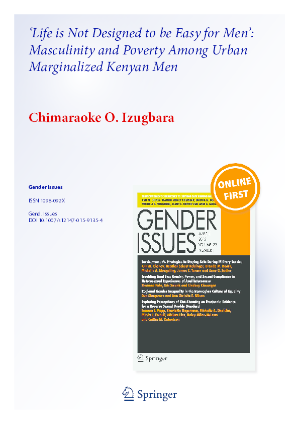 (PDF) ‘Life is Not Designed to be Easy for Men’: Masculinity and ...