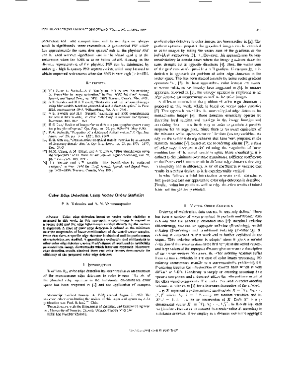 Pdf Color Edge Detection Using Vector Order Statistics