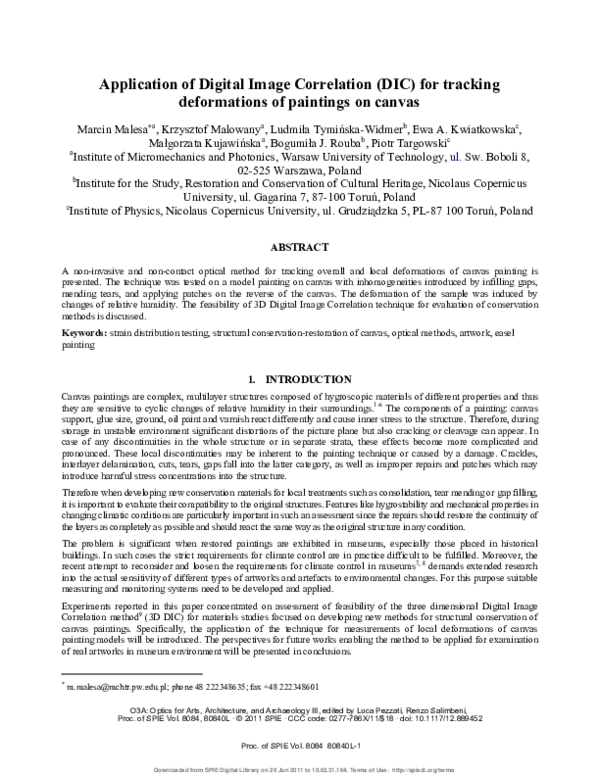 (PDF) Application of digital image correlation (DIC) for tracking ...