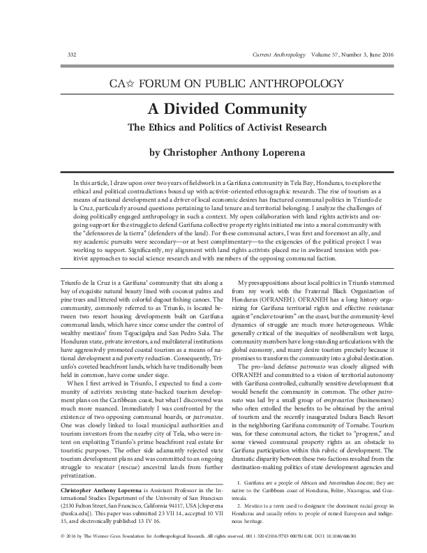 A Divided Community: The Ethics and Politics of Activist Research