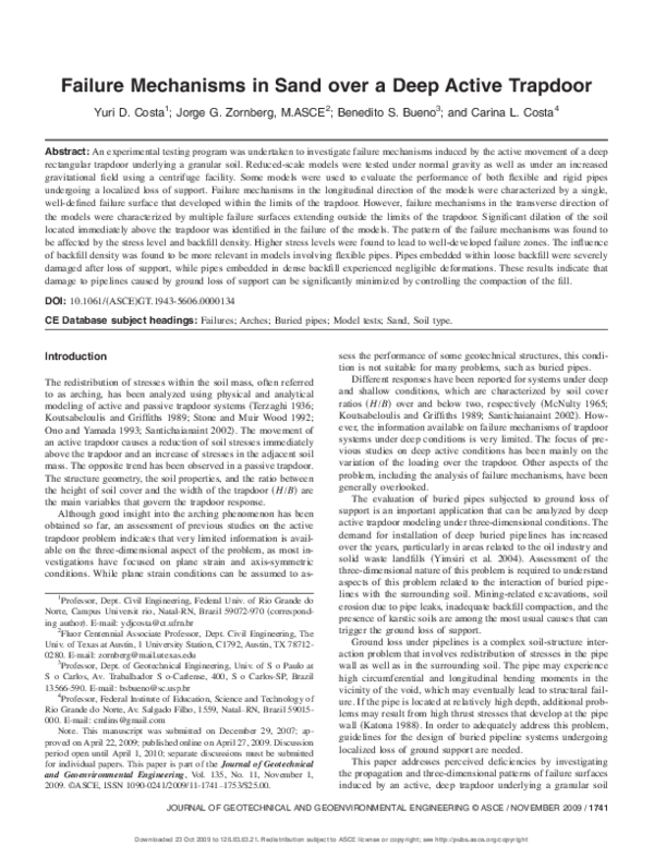 (PDF) Failure Mechanisms in Sand over a Deep Active Trapdoor