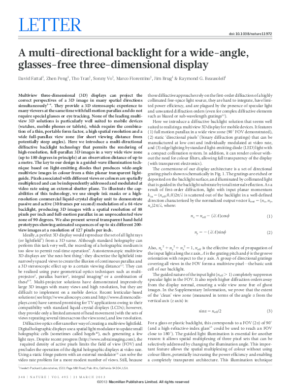 (PDF) A multi-directional backlight for a wide-angle, glasses-free ...