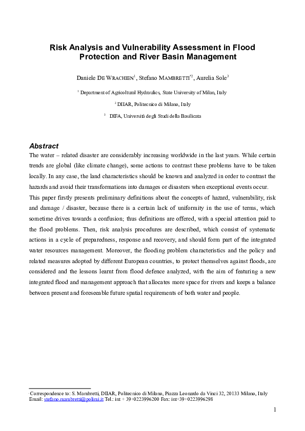 Doc Risk Analysis And Vulnerability Assessment In Flood Protection