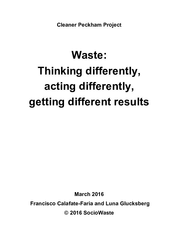 (PDF) Cleaner Peckham Project – Waste: Thinking differently, acting ...