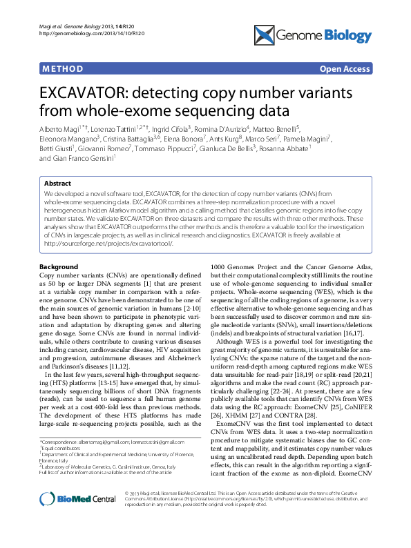 (PDF) EXCAVATOR: detecting copy number variants from whole-exome sequencing data