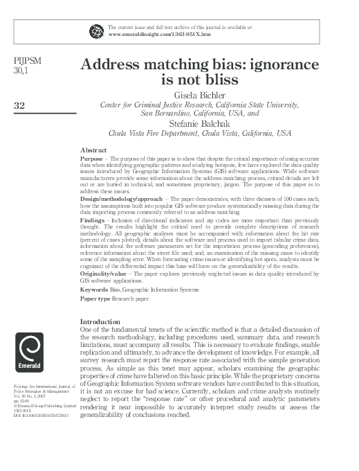 (PDF) Address matching bias: ignorance is not bliss