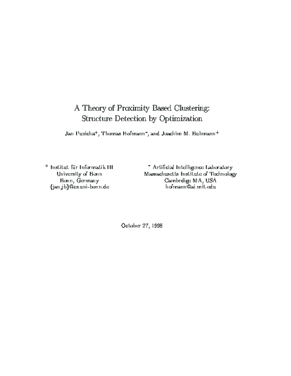 Pdf A Theory Of Proximity Based Clustering Structure Detection By