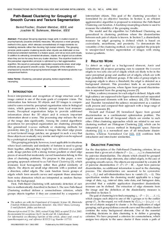 Pdf Path Based Clustering For Grouping Of Smooth Curves And Texture Segmentation