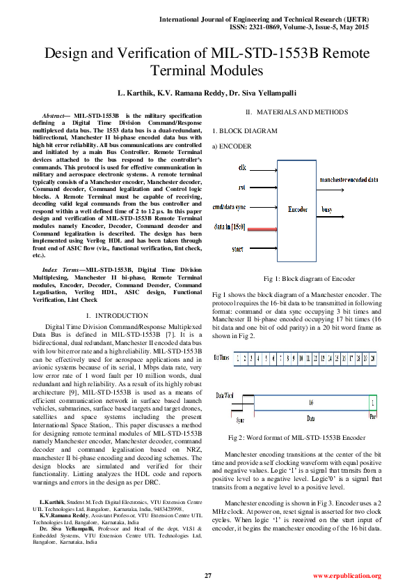(PDF) Design and Verification of MIL-STD-1553B Remote Terminal Modules
