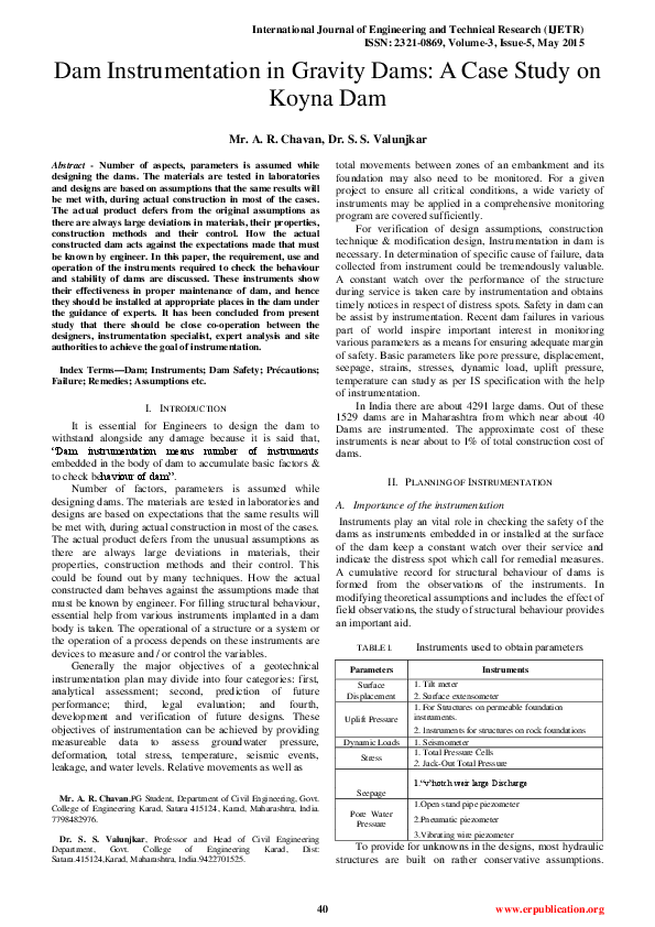 (PDF) Dam Instrumentation in Gravity Dams: A Case Study on Koyna Dam