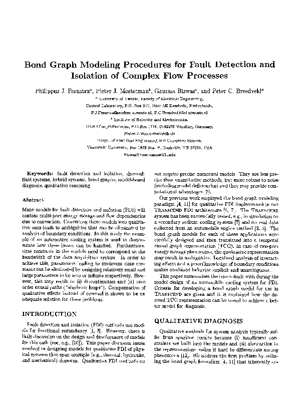 Pdf Bond Graph Modeling Procedures For Fault Detection And Isolation