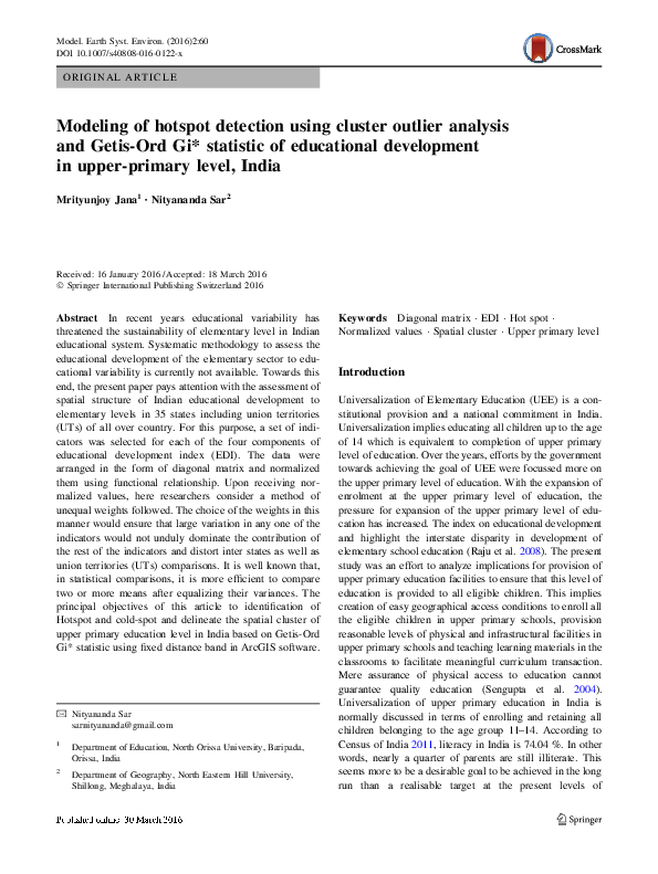 Pdf Modeling Of Hotspot Detection Using Cluster Outlier Analysis And