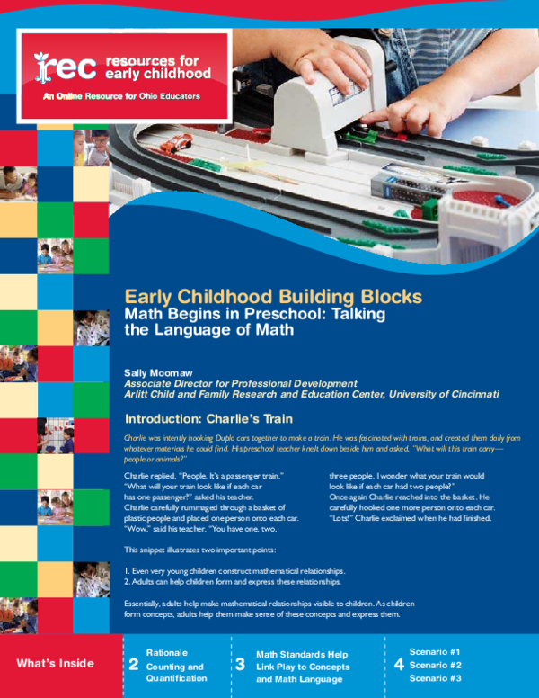 (PDF) Early Childhood Building Blocks Math Begins in Preschool: Talking ...