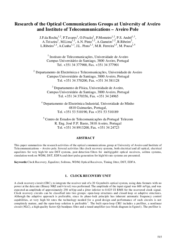 (PDF) Optical communication groups at University of Aveiro and ...