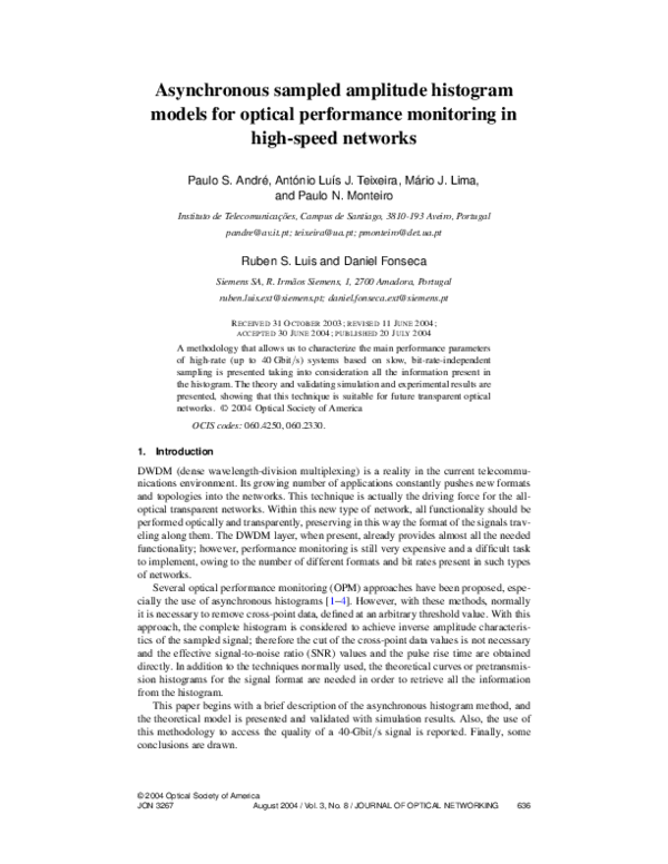(PDF) Asynchronous sampled amplitude histogram model for optical ...