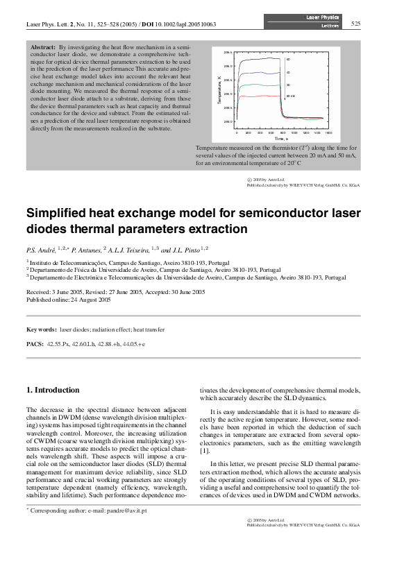 (PDF) Simplified heat exchange model for semiconductor laser diodes thermal parameters extraction