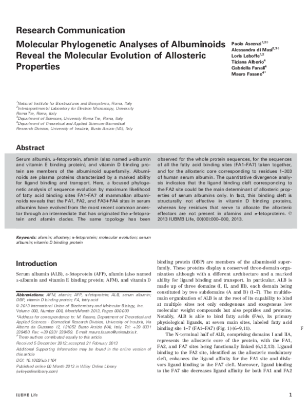 (PDF) Molecular phylogenetic analyses of albuminoids reveal the ...
