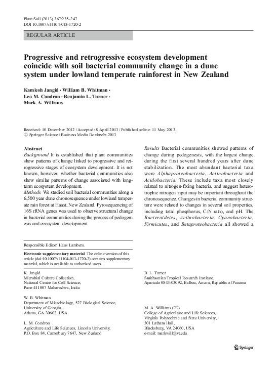 (PDF) Progressive and retrogressive ecosystem development coincide with ...