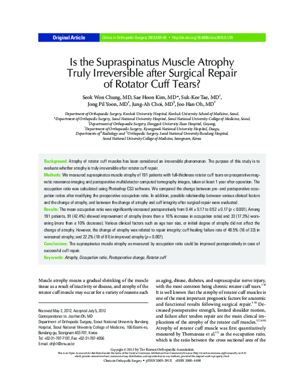 (PDF) Is the supraspinatus muscle atrophy truly irreversible after ...