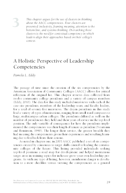 (PDF) A Holistic Perspective of Leadership Competencies