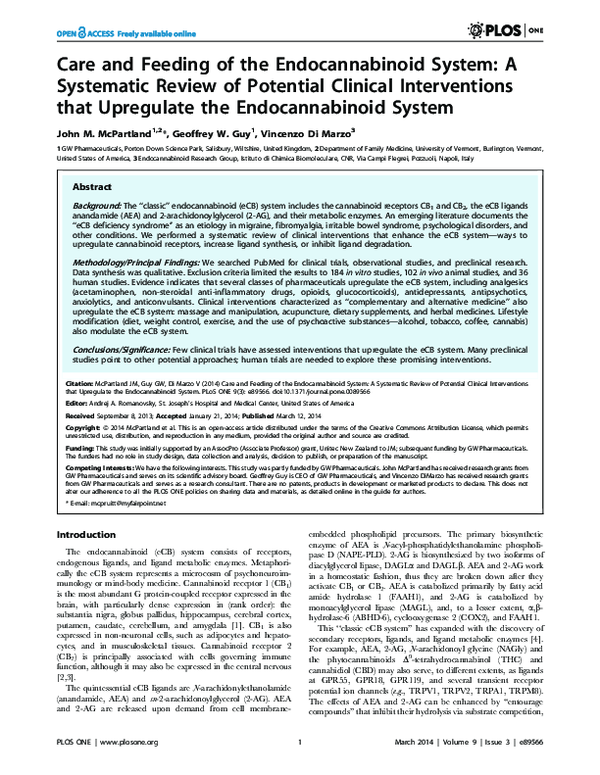 (PDF) Care and Feeding of the Endocannabinoid System: A Systematic ...