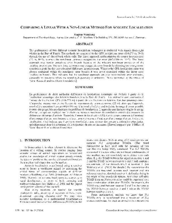 (PDF) Comparing a linear with a non-linear method for acoustic localization