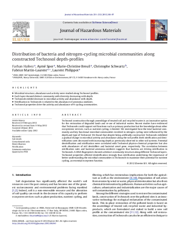 (PDF) Distribution of bacteria and nitrogen-cycling microbial ...