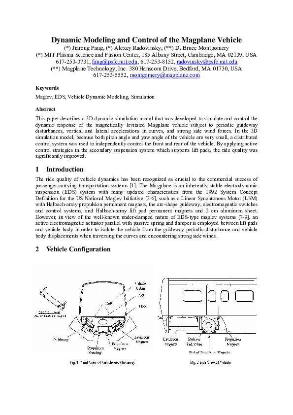 (PDF) Dynamic Modeling and Control of the Magplane Vehicle