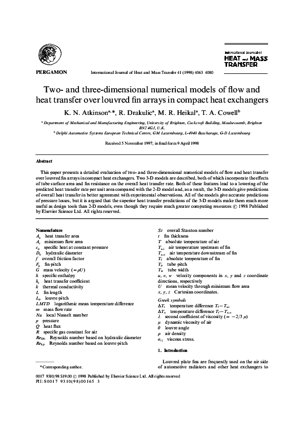 Pdf Two And Three Dimensional Numerical Models Of Flow And Heat