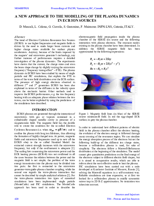 (PDF) A New Approach to the Modelling of the Plasma Dynamics in Ecr Ion Sources