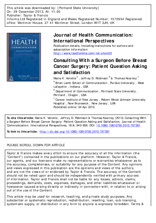 (PDF) International Perspectives Consulting With a Surgeon Before ...