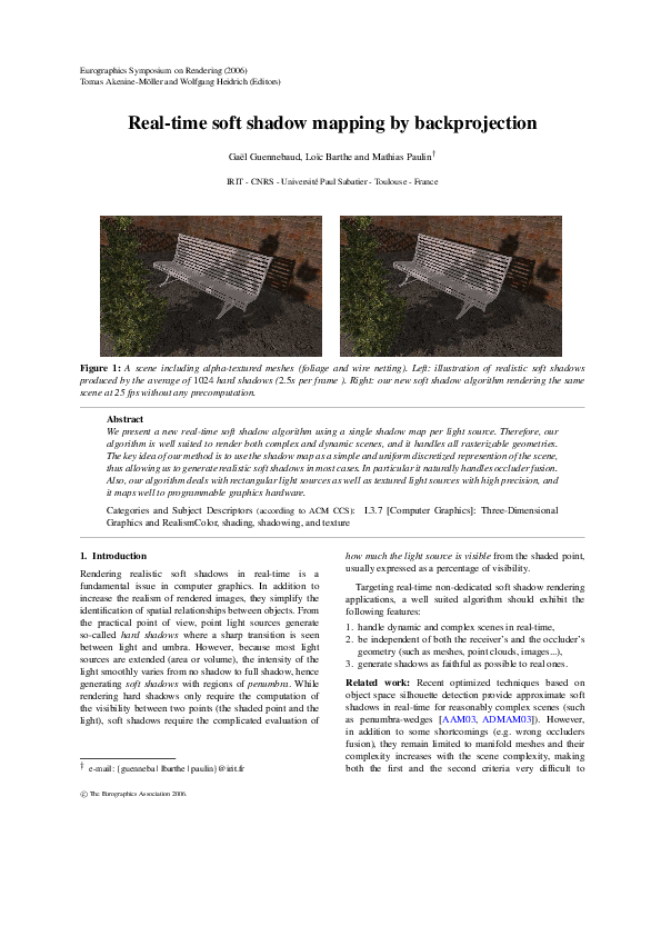 Pdf Real Time Soft Shadow Mapping By Backprojection