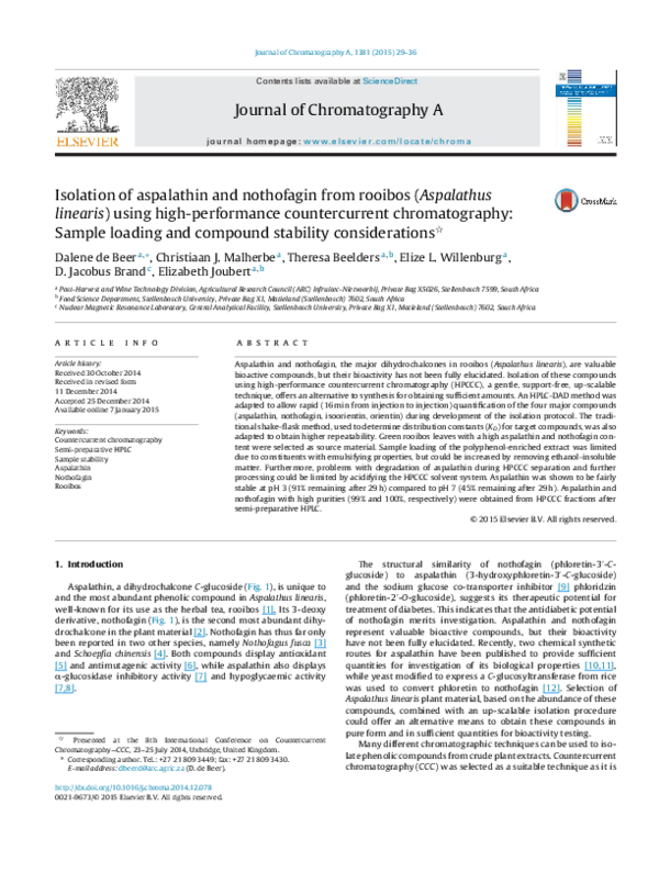 (PDF) Isolation of aspalathin and nothofagin from rooibos (Aspalathus ...