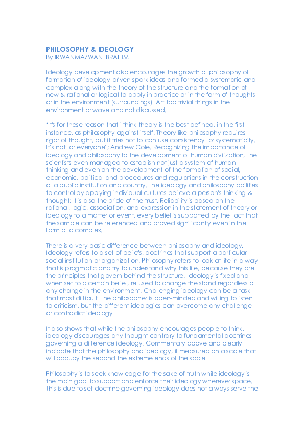 (PDF) PHILOSOPHY & IDEOLOGY
