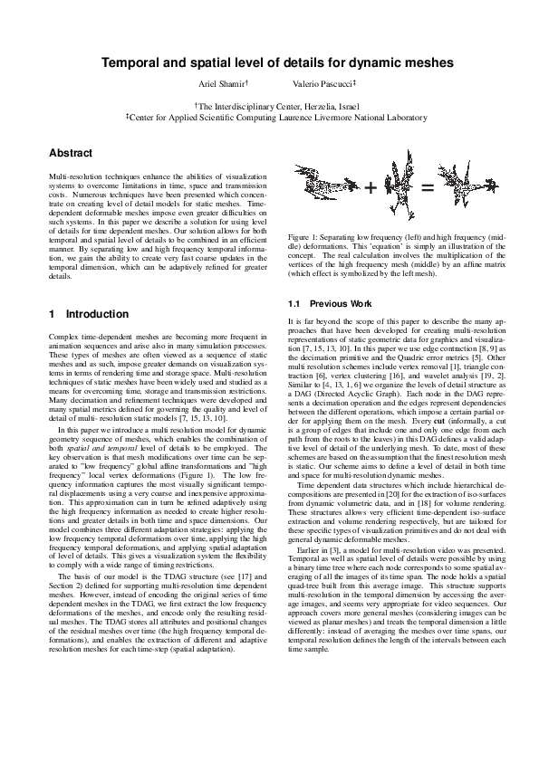(PDF) Temporal and spatial level of details for dynamic meshes