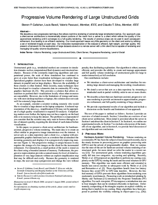 (PDF) Progressive Volume Rendering of Large Unstructured Grids