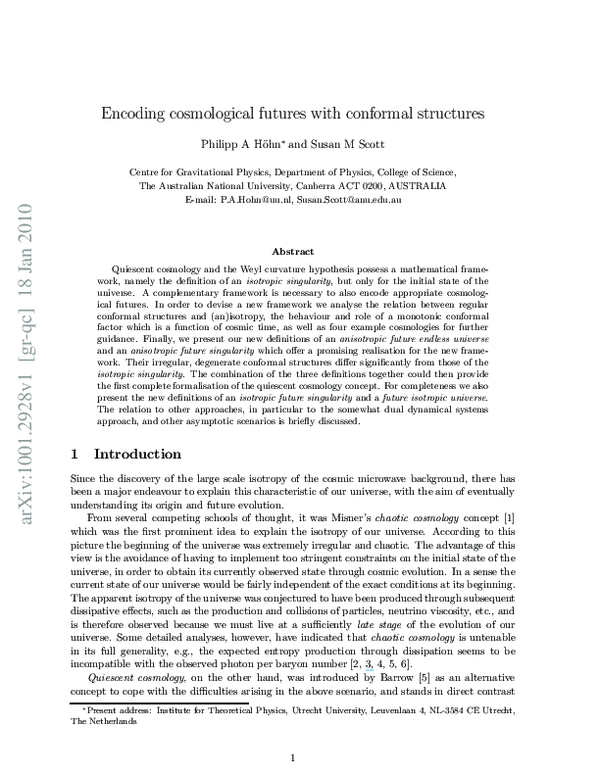 (PDF) Encoding cosmological futures with conformal structures