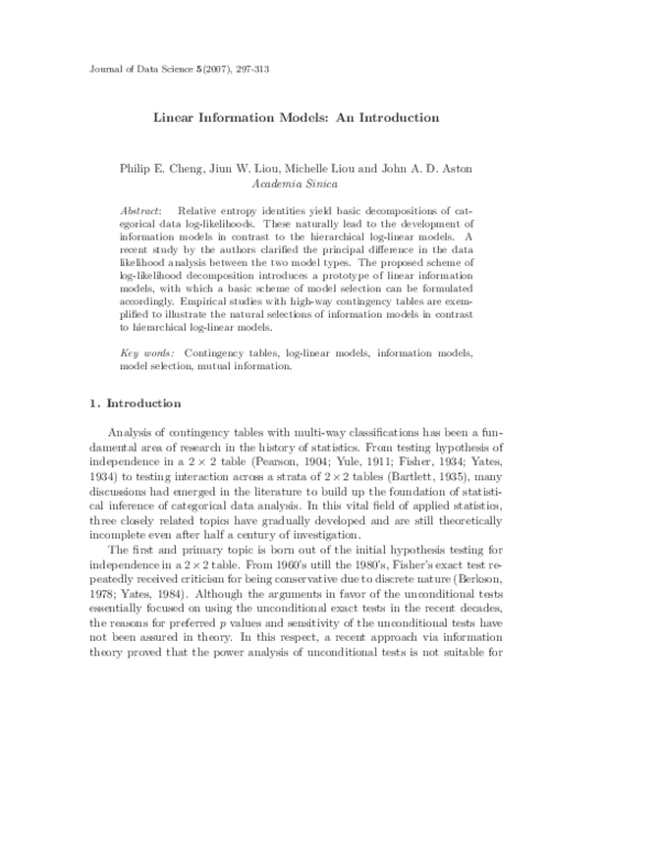 (PDF) Linear Information Models: An Introduction