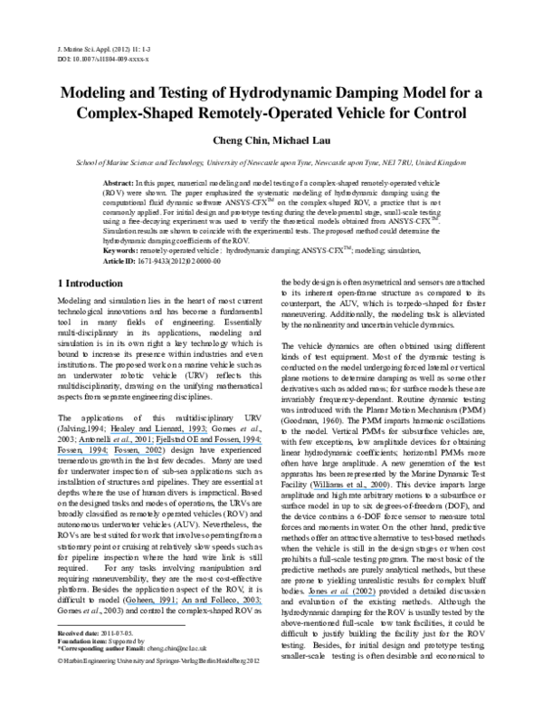 (PDF) Modeling and testing of hydrodynamic damping model for a complex ...