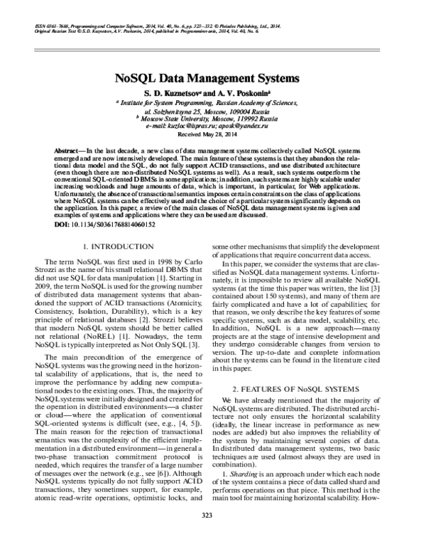 (PDF) No SQLData Management System