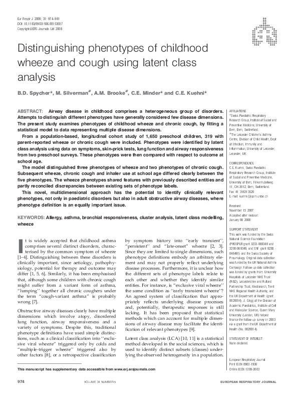 (PDF) Distinguishing phenotypes of childhood wheeze and cough using ...