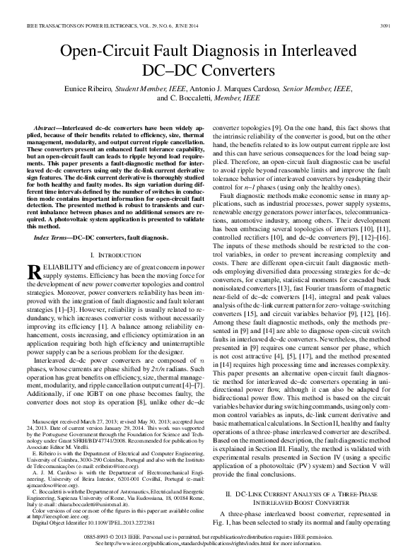 (PDF) Open-Circuit Fault Diagnosis in Interleaved DC–DC Converters
