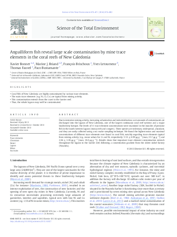 (PDF) Anguilliform fish reveal large scale contamination by mine trace ...