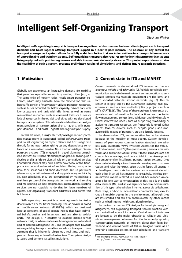 (PDF) Intelligent self-organizing transport