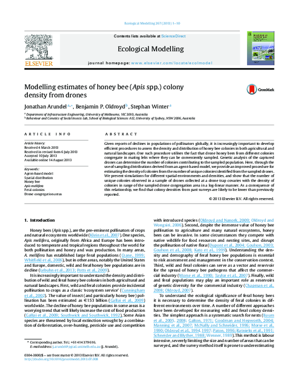 (PDF) Modelling estimates of honey bee (Apis spp.) colony density from ...