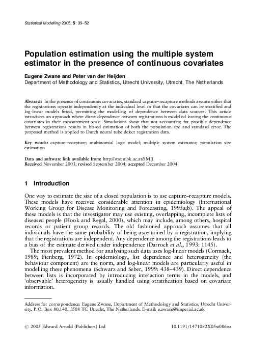 Pdf Population Estimation Using The Multiple System Estimator In The Presence Of Continuous